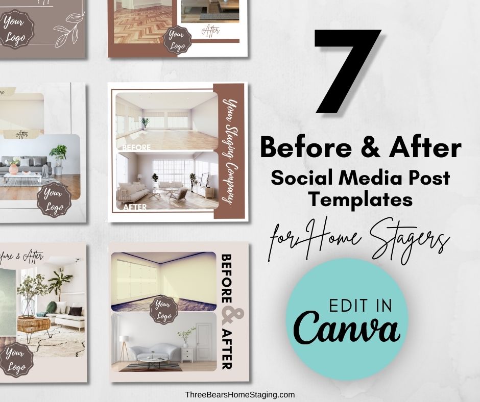 Before and After Social Media Post Templates for Canva