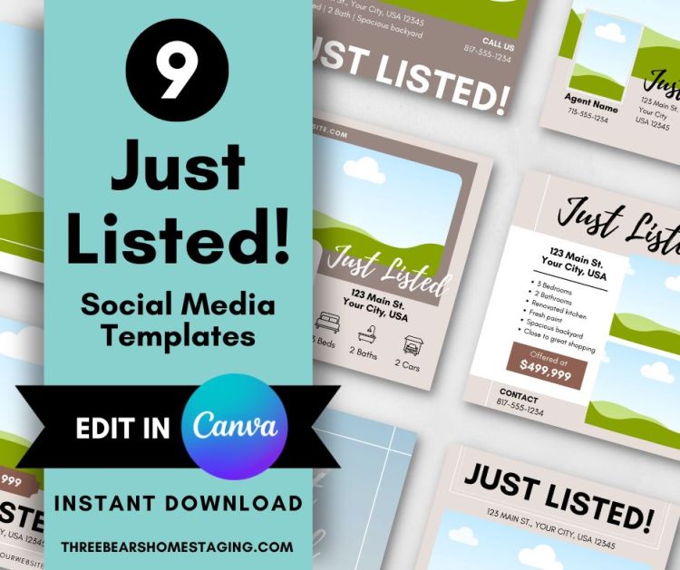 Just Listed Social Media Posts | Canva Template